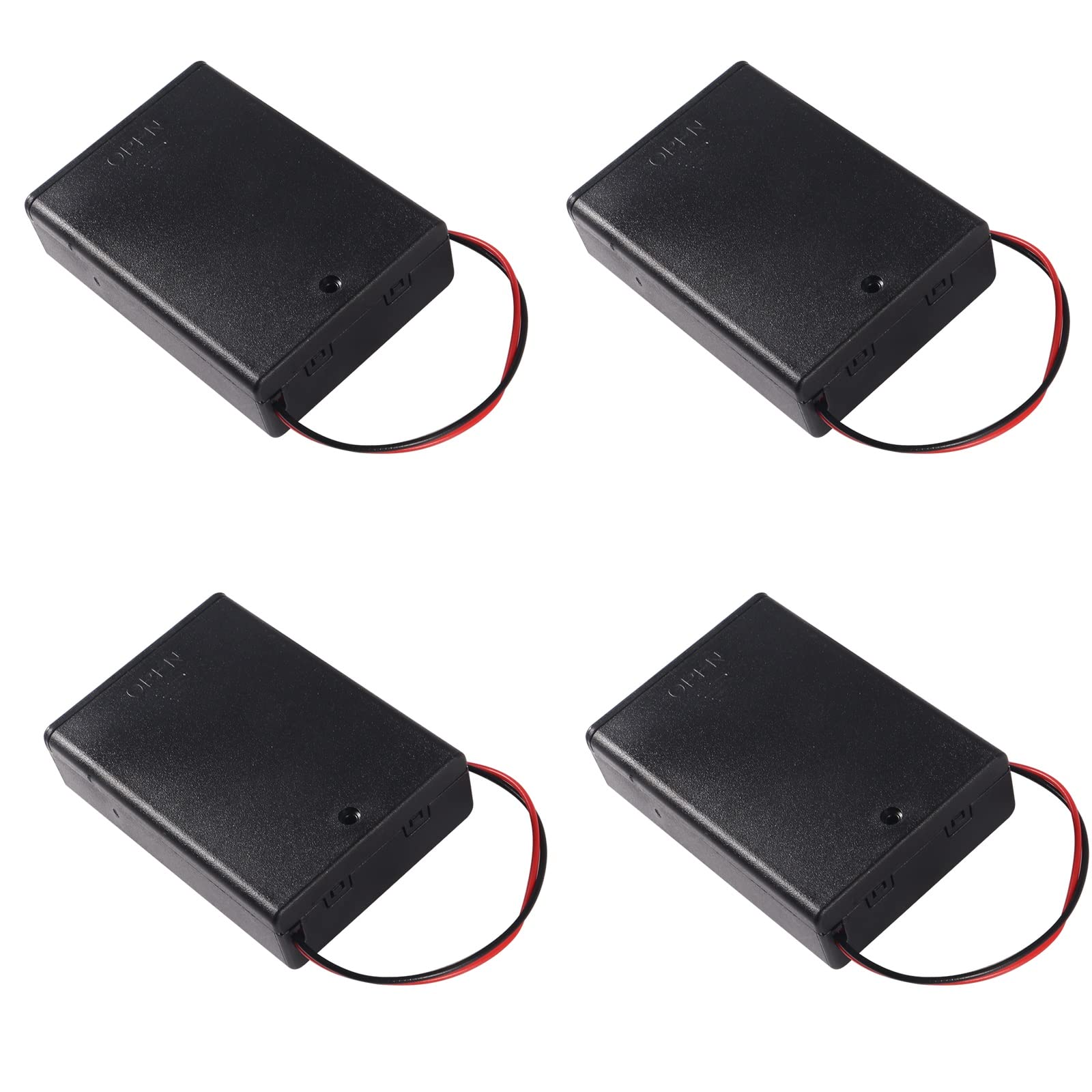 AITIAO 4 Pieces 3 Slots 1.5V AA Battery Case Holder Battery Spring Clip Storage Box with Wire and On/Off Switch