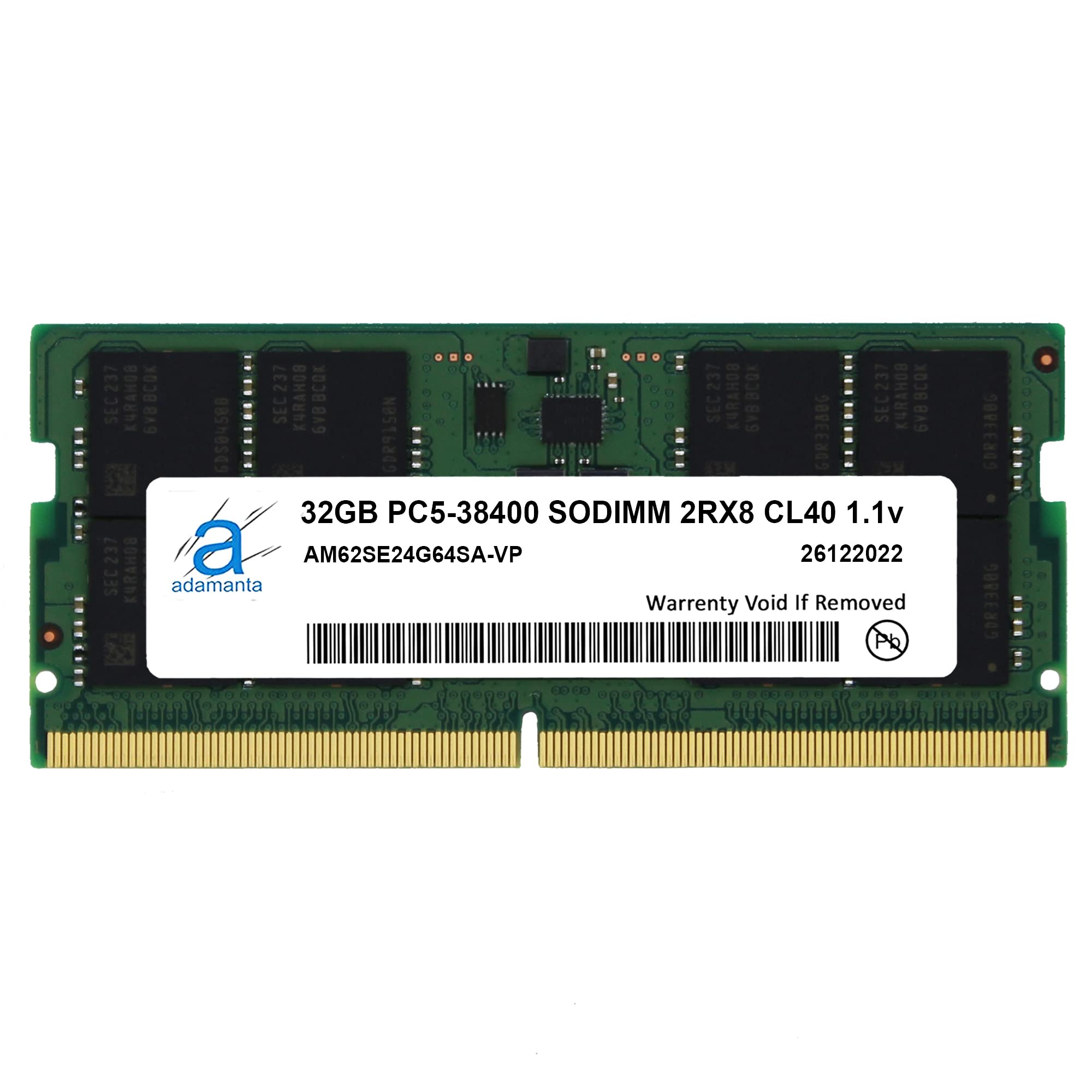 Adamanta 32GB (1x32GB) DDR5 4800MHz PC5-38400 SODIMM 2Rx8 CL40 1.1v Laptop Notebook Memory Module Upgrade RAM