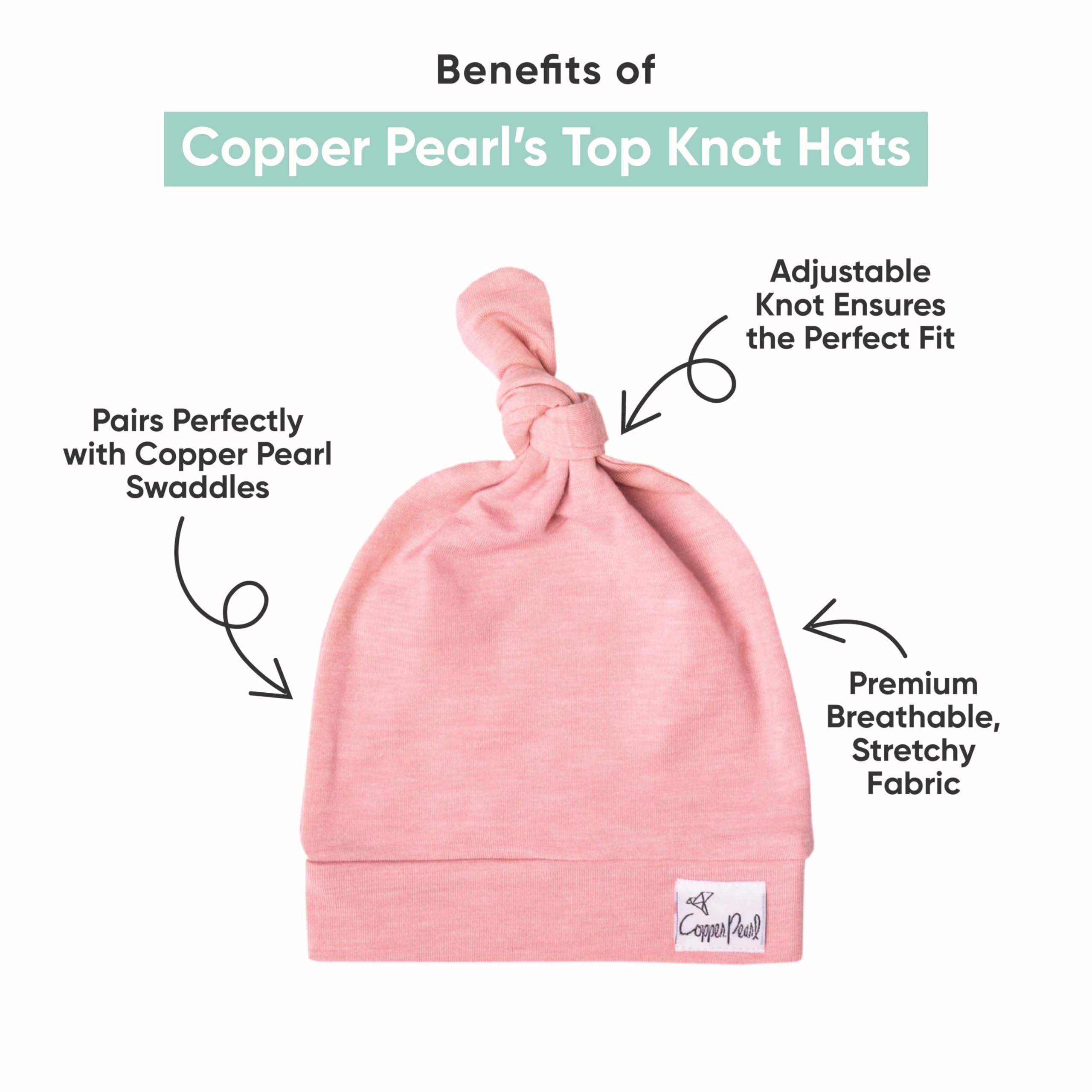 Copper Pearl Baby Beanie Hat Top Knot Stretchy Soft Slugger