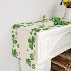 Siilues St. Patrick's Day Table Runner, St. Patrick's Day Decorations Shamrock Seasonal Spring Holiday Table Decorations for St. Patrick's Day Party Dining Table Decor (13'' x 72'')