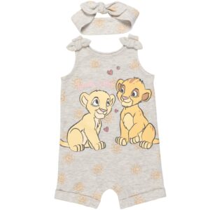 disney lion king simba newborn baby girls romper and headband white 3-6 months