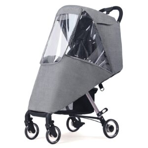 universal stroller rain cover, travel weather shield for windproof, waterproof, protect from sun dust snow clear-breathable shield for baby stroller