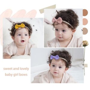 doboi 20PCS 2.5 Inches Baby Girls Hair Mini Waffle Bows Headbands Elastic Nylon Hairbands Soft Hair Accessories for Newborns Infants Toddlers and Kids