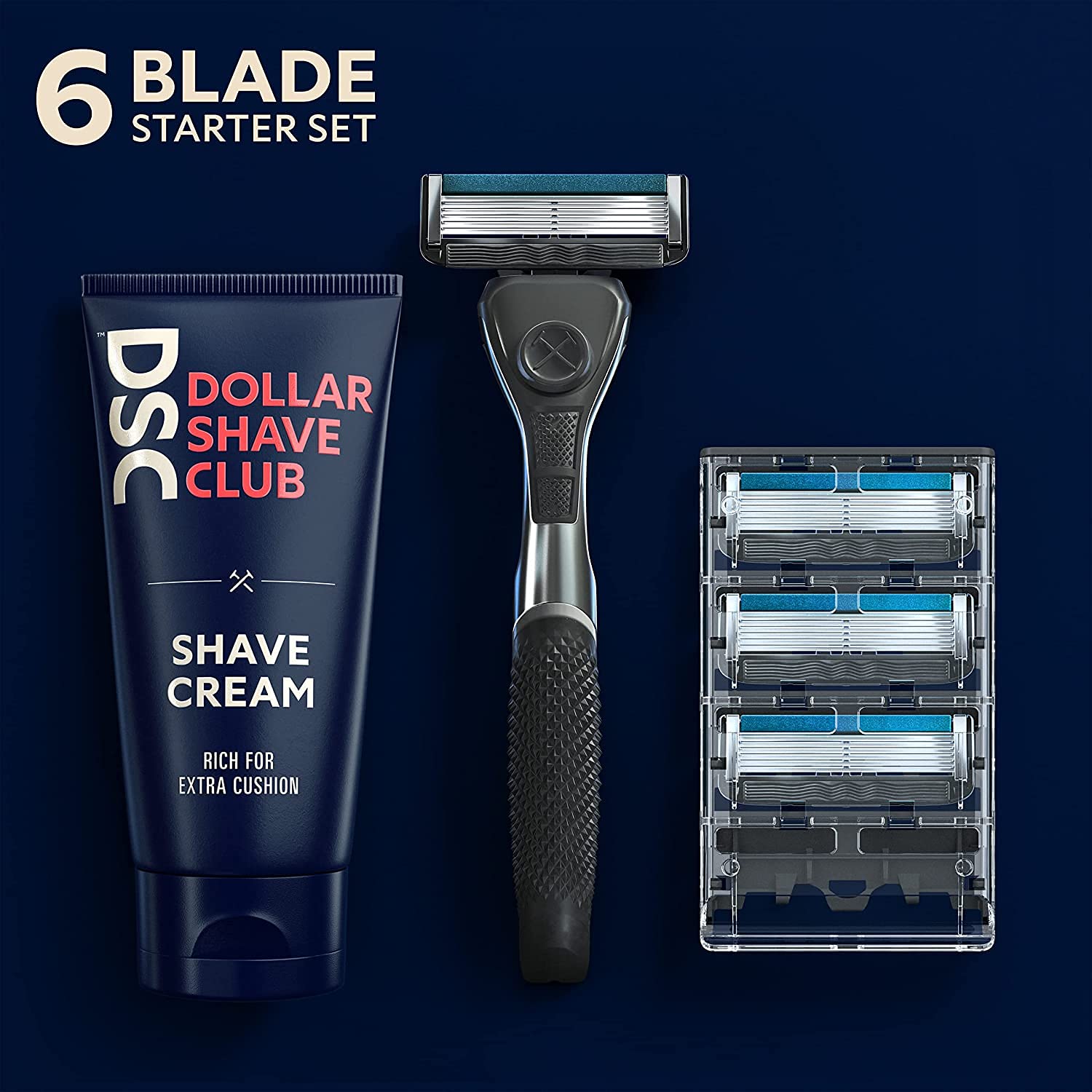 Dollar Shave Club Shaving Set - Handle, 6-Blade Cartridges x 2, Shave Butter, Razor Cover