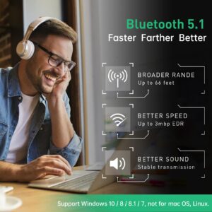 USB Bluetooth 5.1 Adapter for PC, Mini Blue-Tooth 5.1 EDR Dongle Bluetooth Dongle Wireless Bluetooth Receiver for Desktop Computer Laptop Headphones Keyboard Mouse Speakers Printer Windows 7/8/8.1/10