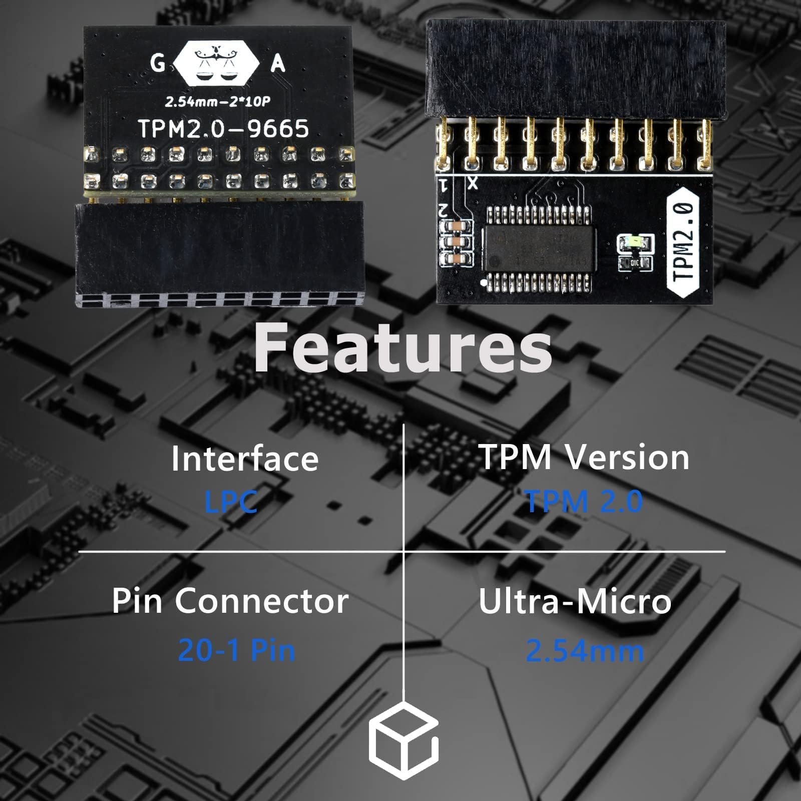 Replacement TPM2.0 Encryption Security Module, 20-1 Pin 2 * 10P TPM GA 20-1 Pin Remote Card Compatible with WIN11 2.0 System, for Gigabyte Platform Protection Module