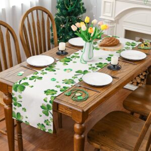 Siilues St. Patrick's Day Table Runner, St. Patrick's Day Decorations Shamrock Seasonal Spring Holiday Table Decorations for St. Patrick's Day Party Dining Table Decor (13'' x 72'')