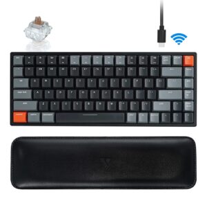 vissles v84 wireless bluetooth/usb wired mechanical keyboard with wrist, hot swappable mechanical gaming keyboard compact 84 keys, tenkeyless rgb dynamic backlit for mac windows (hot swappable-brown)