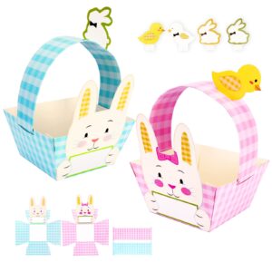 qpout 12pack easter baskets with handle bunny paper gifts box with bunny chick decoration candy container suitable for easter egg hunting children easter crafts school classroom activities home decors