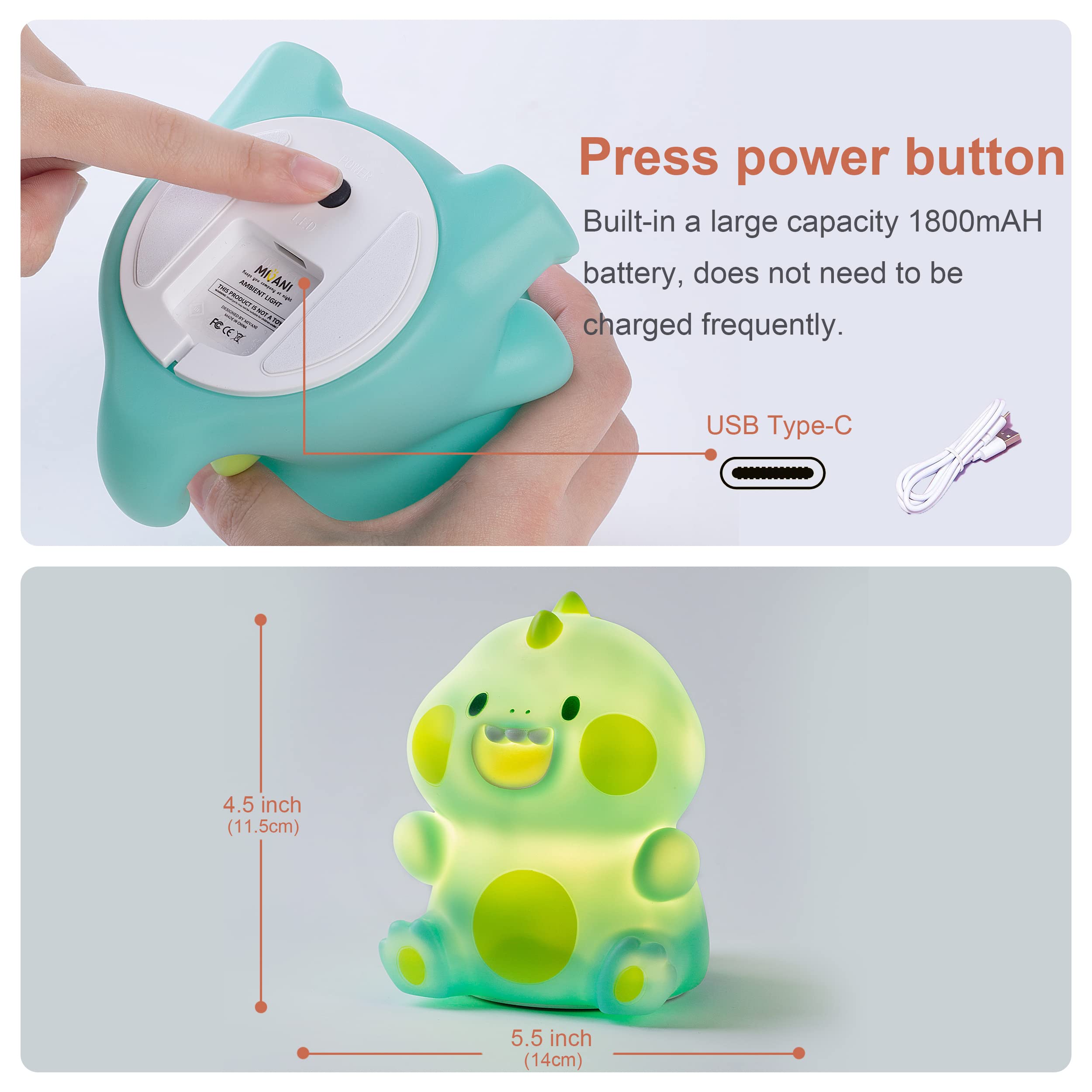 MIVANI Kids Night Light, Panda Gifts for Women, Silicone LED Lamp, USB Rechargeable, Touch Senser, 1 Hour Timer, Portable Baby Night Light for Nursery, Cute Nightlight for Boys Toddler Girl