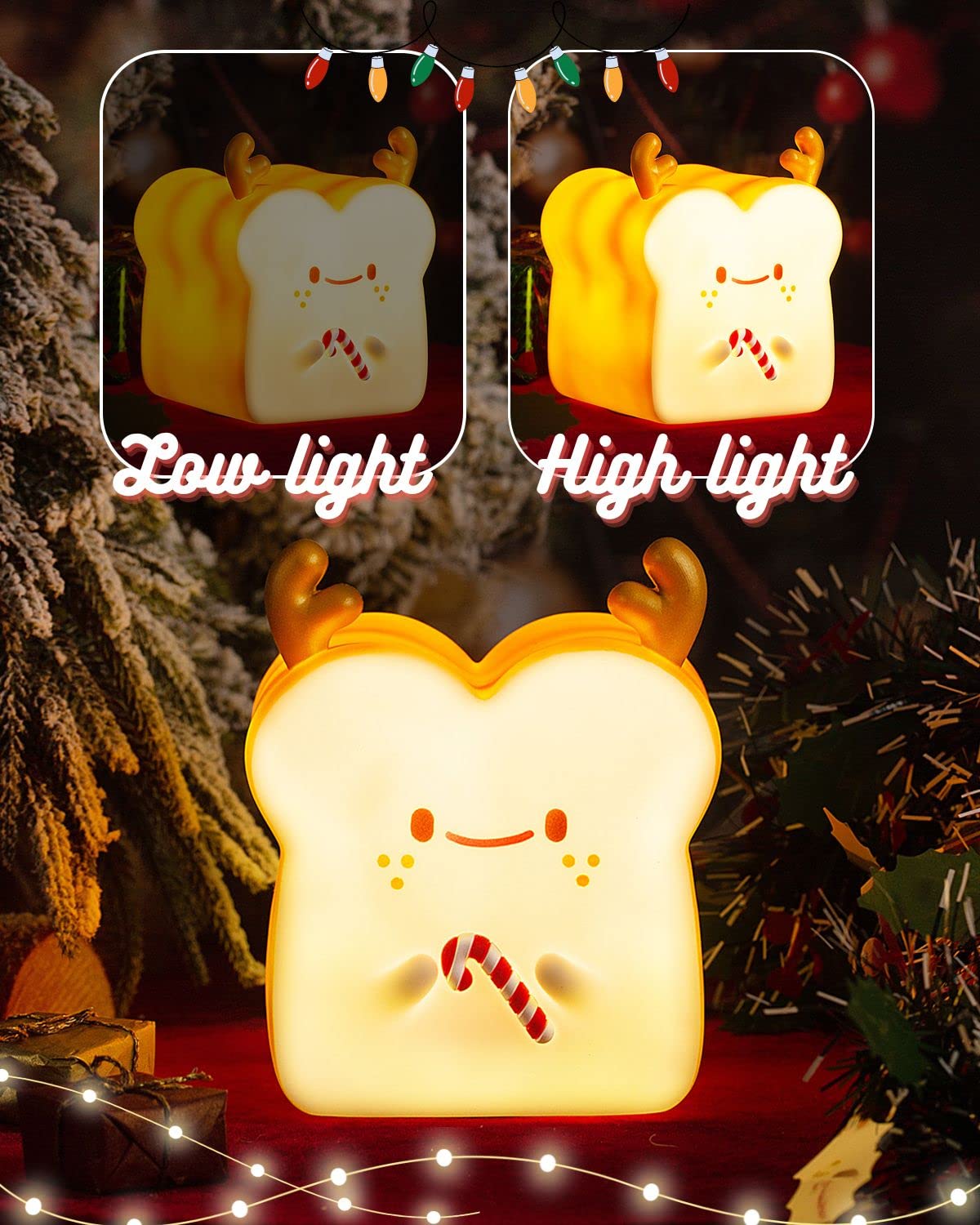 MIVANI Kids Toast USB Rechargeable Night Light, Touch Sensor, 1 Hour Timer, LED Silicone Night Light, Toddler Boy Nursery Nightlight, Cute Teen Girl Gift, Kawaii Room Decor