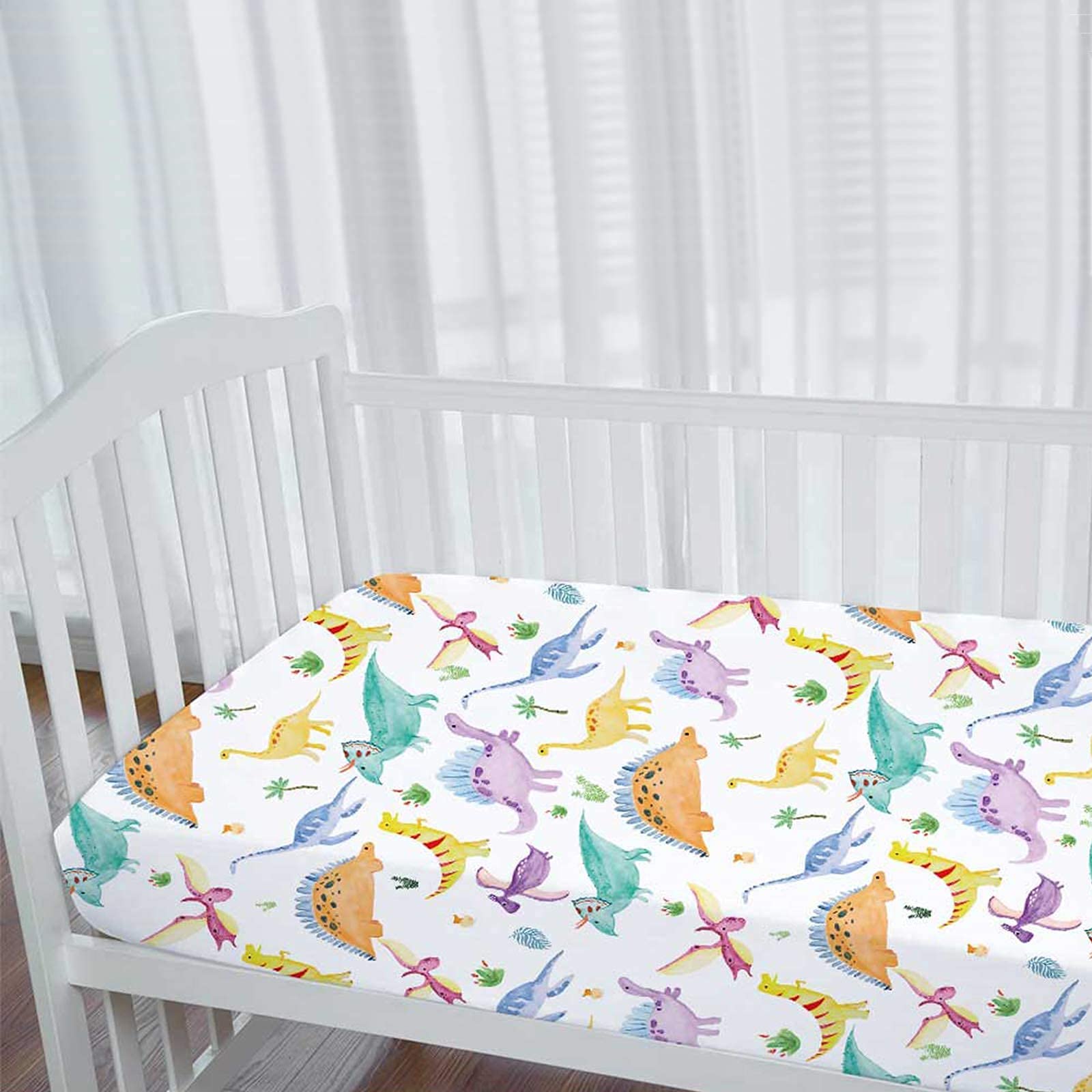 Dinosaur Baby Minky Blanket and Crib Sheet, Soft Blanket for Boys Girls, Standard Crib Fitted Sheet