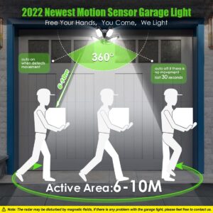 Garage Light with Motion Sensor 2 Pack 150W Indoor Motion Activated Garage Lights with 6 Deformable 120° LED Panels 15000LM Super Bright LED Motion Sensor Garage Light for Garage Workshop Basement