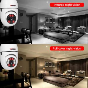 Anssipo Light Bulb Security Camera, 1080P 2.4GHz WiFi Wireless Indoor Bulb Camera, 360 Panoramic Home Surveillance Camera, Baby and Pet Monitor Indoor/Outdoor (with 32G Card)