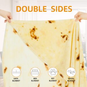 Segulah 60 Inch Tortilla Blanket for Adults and Kids, Double Sided Funny Food Blanket, 285 GSM Soft Flannel Round Taco Blanket for Home Travel Indoors Outdoors, Novelty Gifts