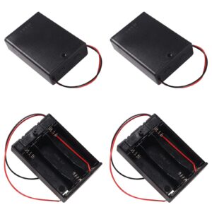 AITIAO 4 Pieces 3 Slots 1.5V AA Battery Case Holder Battery Spring Clip Storage Box with Wire and On/Off Switch