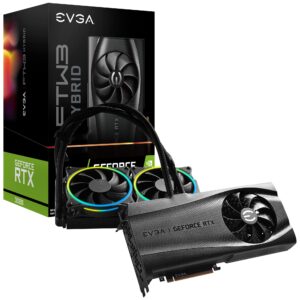 evga geforce rtx 3080 ftw3 ultra hybrid gaming, 10g-p5-3898-kl, 10gb gddr6x, argb led, metal backplate, lhr