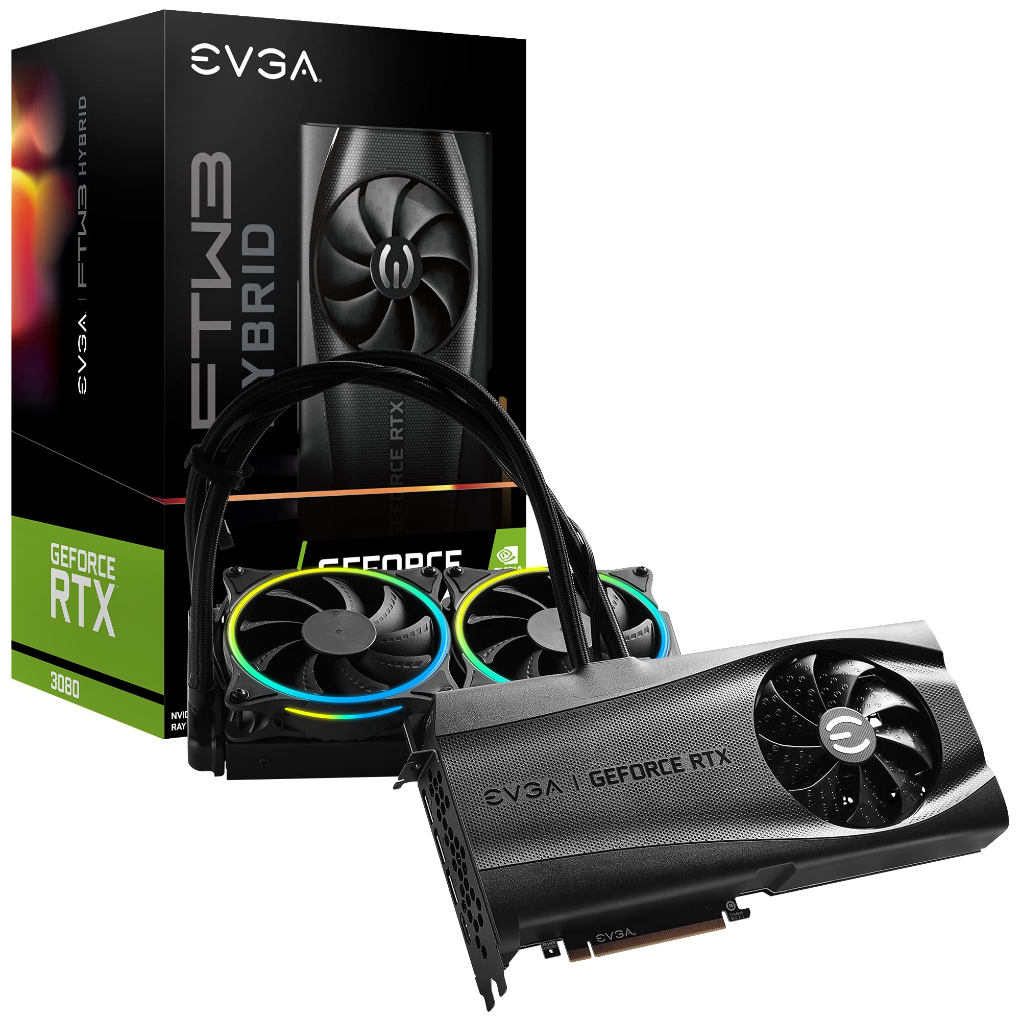 EVGA GeForce RTX 3080 FTW3 Ultra Hybrid Gaming, 10G-P5-3898-KL, 10GB GDDR6X, ARGB LED, Metal Backplate, LHR