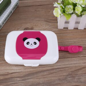 Baby Wipes Dispenser, Baby Wet Tissue Box Odourless Wet Wipes Box a Variety Colors Convenient Usage for Outdoor Travel(Rose Red Panda)