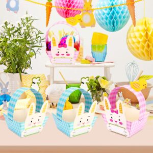 Qpout 12Pack Easter Baskets with Handle Bunny Paper Gifts Box with Bunny Chick Decoration Candy Container Suitable for Easter Egg Hunting Children Easter Crafts School Classroom Activities Home Decors