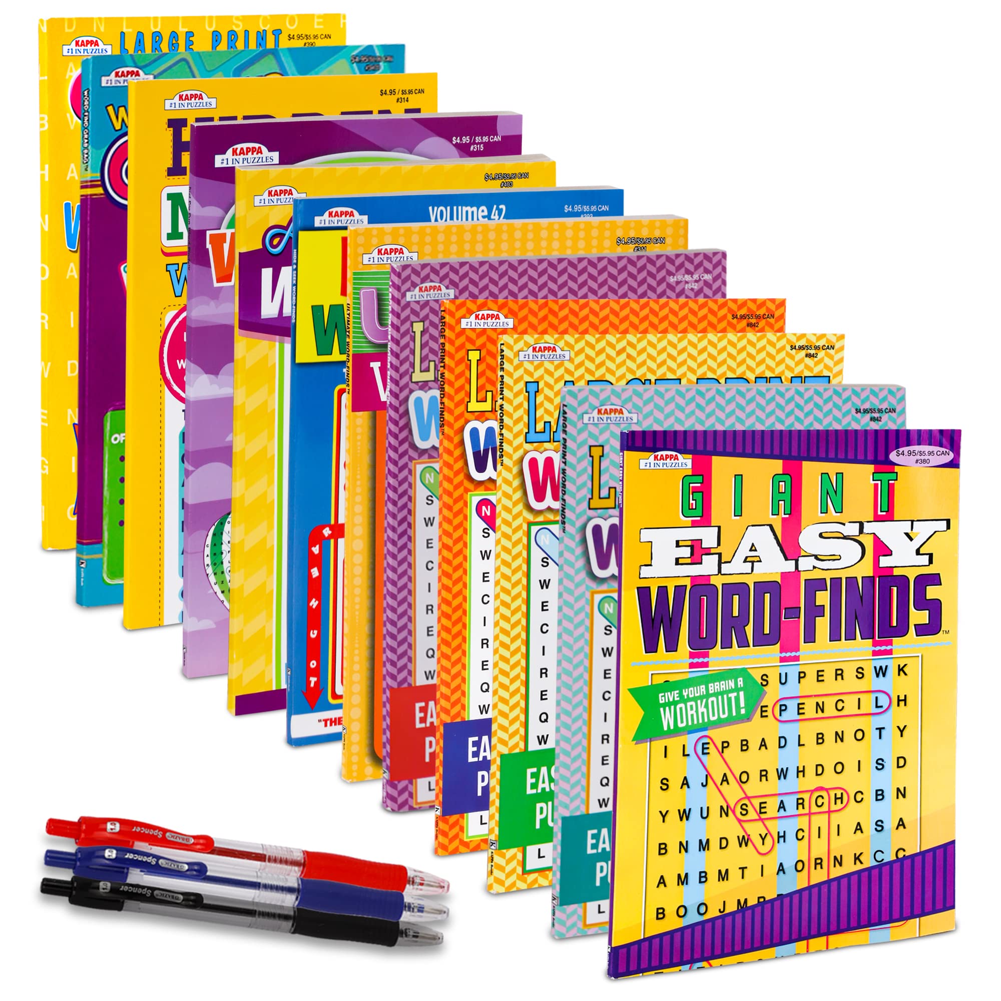 VARIETY SAVINGS 12-Pack 1000+ Large WordSearch Puzzle Books for Adults, Aging Seniors Brain Stimulation Giant Print Words Activity Books (Variety Pack Bulk), Paperback - 8x10