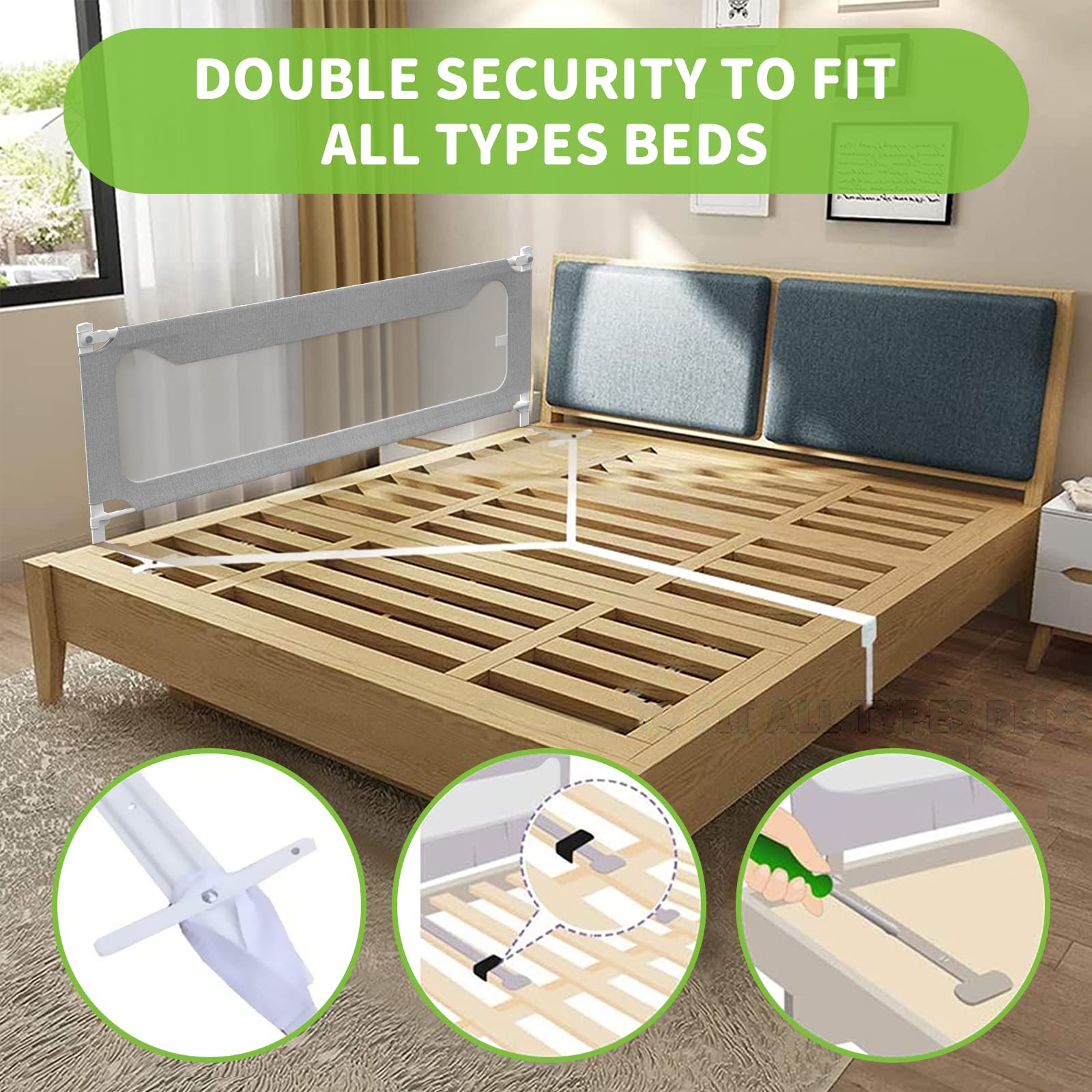 melafa365 Bed Rails for Toddlers,Upgrade Baby Bed Rail Guard Height Adjustable Specially Designed for Twin, Full, Queen, King Size