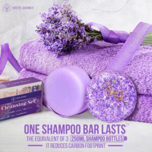 GREEN JOURNEY Lavender Shampoo and Conditioner Bar Set Sulfate-Free, Travel Size, Biodegradable Packaging (2)