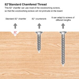 82° Countersink Drill Bit Set for Wood, HSS Counter Sinker Drill Bits Set 5-Piece 3/8" Quick Change Adjustable Drill Bits Sink Hole Drilling Tool Kit on Pilot Counter Sink Holes for Woodworking Tools