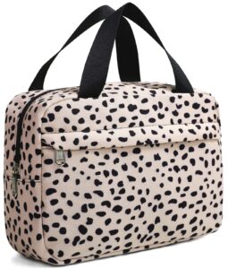 makeup bag for women travel cosmetic tote bag small make up organizer toiletry bags waterproof zipper pouch purse for girls (leopard)