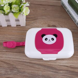 Baby Wipes Dispenser, Baby Wet Tissue Box Odourless Wet Wipes Box a Variety Colors Convenient Usage for Outdoor Travel(Rose Red Panda)