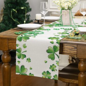 Siilues St. Patrick's Day Table Runner, St. Patrick's Day Decorations Shamrock Seasonal Spring Holiday Table Decorations for St. Patrick's Day Party Dining Table Decor (13'' x 72'')