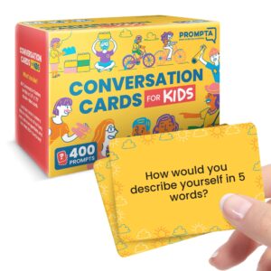 conversation cards for kids – 400 fun conversation starters for family game night or dinner – road trip must haves travel games for kids age 8-12 – connect and build social emotional learning skills