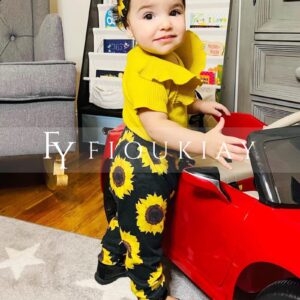 fioukiay Preemie Newborn Baby Girls Clothes Infant Little Kids Romper Bodysuit Pants Headband Clothing Set Summer Outfits (Yellow Sunflower 01, Preemie)