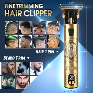 SZJHXIN Professional Hair Clippers for Men, Beard Trimmer Rechargeable Zero Gapped Cordless Haircut Trimmer Electric T Blade Liners Edgers Hair and Shaver Barbers Men Grooming Kit LCD Display