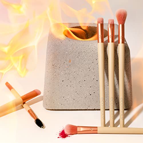 EcoTools Elements Fiery Eye Makeup Brush Set, For Eyeshadow & Eyeliner, Blending Brushes for Eyes, Eco Friendly Makeup Brushes, Limited Edition, Orange, Cruelty Free & Vegan, 6 Piece Set