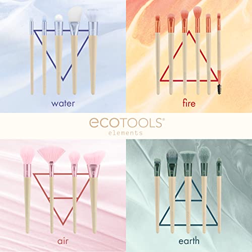 EcoTools Elements Fiery Eye Makeup Brush Set, For Eyeshadow & Eyeliner, Blending Brushes for Eyes, Eco Friendly Makeup Brushes, Limited Edition, Orange, Cruelty Free & Vegan, 6 Piece Set