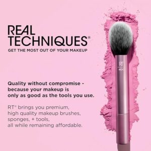 Real Techniques Tapered Cheek Makeup Brush, For Blush, Highlighter, Loose, Or Pressed Powder, Synthetic Bristles, Precise Makeup Application, Stocking Stuffer, Cruelty Free, 1 Count