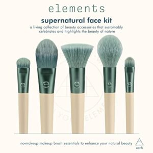 EcoTools Elements Super-Natural Face Makeup Brush Kit, For Foundation, Bronzer, Blush, & Eyeshadow, Works Best With Liquid, Cream, & Powder Products, Synthetic Bristles, 5 Piece Set