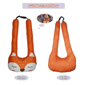 KAKIBLIN Multifunctional Portable Nursery Pillows for Car Seat, Head Support Stroller Pillow, Soft Organic Cotton Toddler Pillows for Sleeping and Feeding, Perfect for Travel, Toddler Cot,Orange