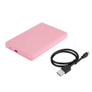 yoidesu hard drive enclosure, w25q730m 2.5in 2tb hdd/ssd portable external hard drive usb 2.0 sata mobile hard disk box 480mbps for desktop laptop computer(pink)