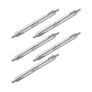 auniwaig 5pcs center drill bits set, 1/8-inch high speed steel 60-degree angle center drill bits kit countersink tools for lathe metalworking