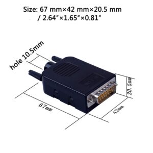 ANMBEST DB15 Solderless Serial to 15-pin Port Terminal Male Adapter Connector Breakout Board with Case Long Bolts Nuts (2PCS Male)