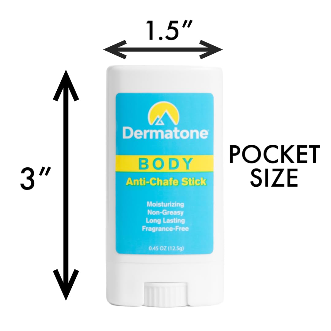 Dermatone Travel Size Anti-Chafe Body Stick | Fragrance Free | Prevent Friction & Chaffing Skin Balm | | Long Lasting | Use for thigh, arm, chest, butt rubbing | Small .5oz Stick