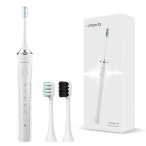 landwind sonic electric toothbrush, rechargeable travel electric toothbrush lasts 2 months, 2 brush heads and 5 cleaning modes, 2-min timer and ipx7 waterproof electric toothbrush for adults