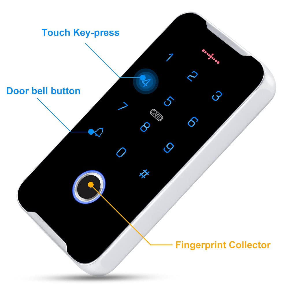 JASAG Fully Waterproof Fingerprints Access Control System Kit, Metal Shell RFID Keypad NFC Unlocking, with Upgraded 180KG (380lbs) Magnetic Lock and Professional Power Supply, for Door Lock Security