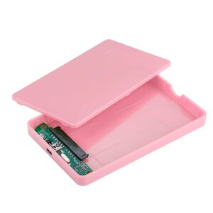 Yoidesu Hard Drive Enclosure, W25Q730M 2.5in 2TB HDD/SSD Portable External Hard Drive USB 2.0 SATA Mobile Hard Disk Box 480Mbps for Desktop Laptop Computer(Pink)