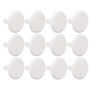 clear plastic outlet covers, 12 pack shock prevention child safe easy install electrical protector safety improved baby outlet plug covers (white)