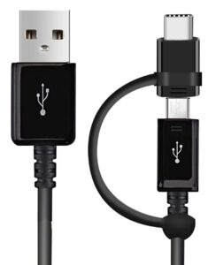 full 5a usb data cable works for samsung a03s with microusb and usb type-c adapter for true dual fast quick charge speeds! (black)