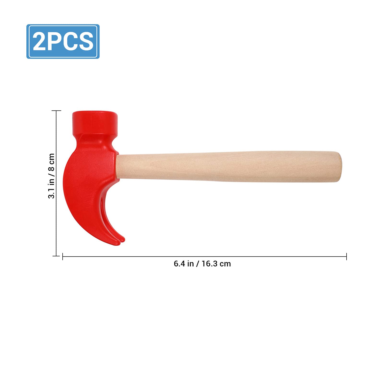 Kisangel 2pcs Wooden Hammer Simulation Hammers Maintenance Tools Mallet Pounding Educational