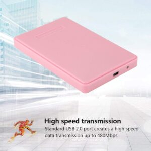 Yoidesu Hard Drive Enclosure, W25Q730M 2.5in 2TB HDD/SSD Portable External Hard Drive USB 2.0 SATA Mobile Hard Disk Box 480Mbps for Desktop Laptop Computer(Pink)